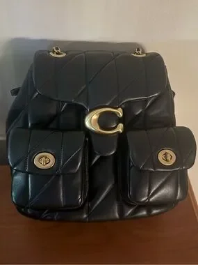 Coach | Bags | Coach Black Quilted Leather Backpack Crossbody With Gold ...